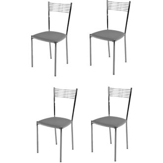Tommychairs Tommychairs - Set 4 chaises elegance pour cuisine, bar et salle &agrave; manger, robuste structure en acier chrom&eacute; et assise en bois couleur weng&eacute;