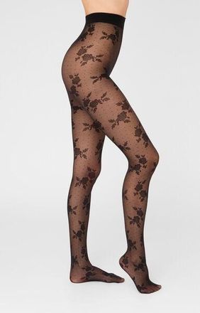 Calzedonia Transparente Strumpfhose Mit Rosen Schwarz