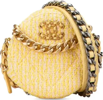 Chanel 2020 Tweed 19 Clutch mit Kette - Gelb
