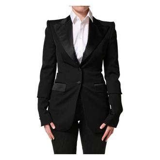 Dolce & Gabbana Femme, Vestes, Noir, Taille: 38 FR Veste Blazer Crois&eacute;e Simple