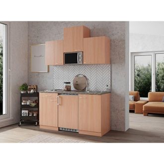 Respekta K&uuml;che Minik&uuml;che Singlek&uuml;che K&uuml;chenzeile K&uuml;chenblock Buche Gerda 150 cm Respekta