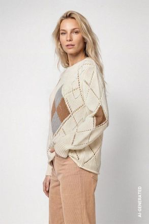 Monari Strickpullover Pullover Rauten Ajour Regular fit mit Rautenmuster