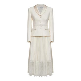 Self Portrait Boucl&eacute; Etuikleid mit Sch&ouml;&szlig;chen - - Dresses - Damen - Beige - 2XS