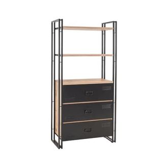 Dmora Regal Benetnasch 90x35x180 cm Braun 3 Schubladen, 2 B&ouml;den