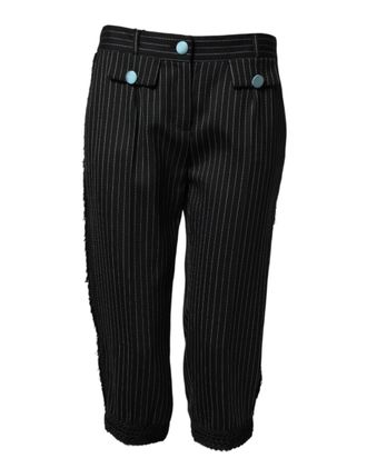 Dolce & Gabbana Womens Striped Wool Trousers Black
