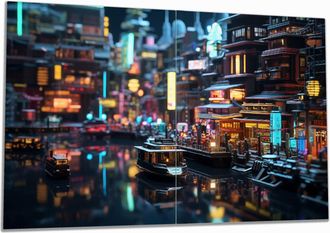 Wallario Herdabdeckplatte/Spritzschutz aus Glas, 2-teilig, 80x52cm, für Ceran- und Induktionsherde, Stadt bei Nacht