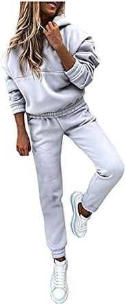 Generic Survêtement pour femme - Grande taille - Ensemble deux pièces - Tenue chaude - Automne et hiver - Manches longues - Col rond - Vêtement de détente déc