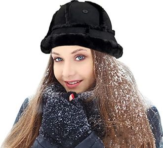 Generic Chapeau bob chaud dhiver pour femmes et hommes - Chapeau de pêcheur pour entraînement par temps froid - Vie quotidienne, Noir, Taille unique