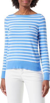 Tommy Hilfiger Damen Pullover Strickpullover, Mehrfarbig (Blue Spell/ Ecru Stp), XXS
