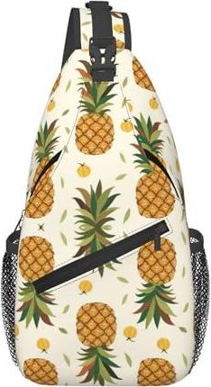 Generic Antivol Sacoche Tactique Art de lananas Sac Bandouli&egrave;re Polyester Crossbody Bag pour Randonn&eacute;e Voyage Femme