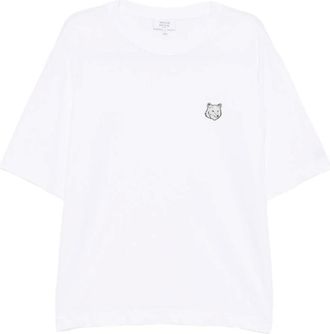 Maison Kitsun&eacute; Homme, Tops, Blanc, Taille: M T-shirt &agrave; col rond et &agrave; manches courtes avec ourlet droit