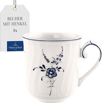 Villeroy & Boch Vieux Luxembourg Henkelbecher Weiß, Spülmaschinenfest, Mikrowellensicher, Tasse, Becher, Kaffeebecher, Porzellan, Kaffeetasse, Heißgetränkebecher, Pre