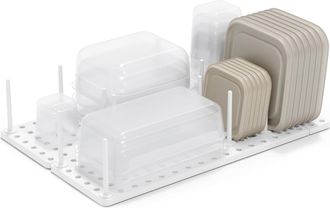 Umbra Peggy Schubladen Organizer Küche, Küchenschrank Ordnungssystem zur Aufbewahrung von Töpfen, Deckeln, Containern und Mehr, 2-er Set, Weiss, 45x30x10