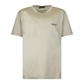 Dondup Logo Besticktes Crew Neck T-shirt - - Tops - Herren - Beige - 2XL