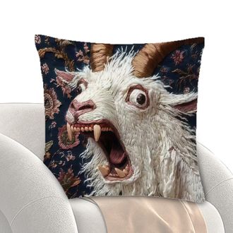 Generico Kissenbez&uuml;ge 45 x 45 cm, Heimdekoration aus weichem Pl&uuml;sch mit lustiger Ziege, dekorative Kissenbez&uuml;ge mit Tiermotiv f&uuml;r Sofa, Stuhl, Heimdekoration, 
