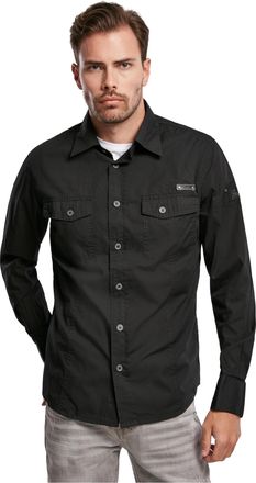 Brandit Slim Fit Shirt Long Sleeve, Farbe: Black, Gr&ouml;&szlig;e: 6XL