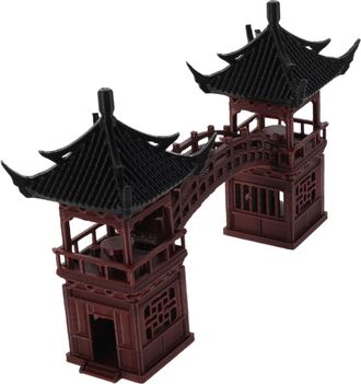 DOITOOL Miniatur Pavillon Figurine Vintage Zen Garten Dekoration Aquarium Terrarium asiatisches Landschafts Zubehör für Micro Landschaft und Feengarten