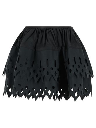 Blumarine Jupe Blumarine Tech en coton m&eacute;lang&eacute; noir