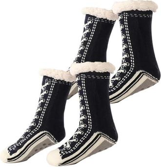 Generic Chaussons dint&eacute;rieur en cachemire ultra &eacute;pais pour femme, chaussettes dhiver chaudes antid&eacute;rapantes et douillettes, doublure polaire chaude et confort