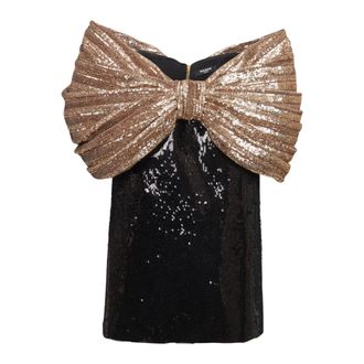 Balmain Robe &agrave; Sequins avec Surdimensionn&eacute; - Femme - Robes - Noir - Taille: 34 FR