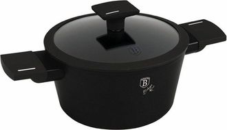 Berlinger Haus Kasserolle | 20 cm mit Titan-Antihaftbeschichtung & Deckel | Matte Black Collection | Induktionsgeeignet & umweltfreundlich