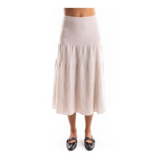 Marella Beiger Cashmere Midi Rock Regular Fit - - Skirts - Damen - Rosa - M