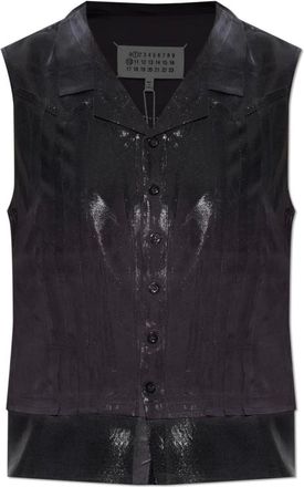 Maison Margiela Femme, Tops, Noir, Taille: 36 FR Shimmering Finish Top