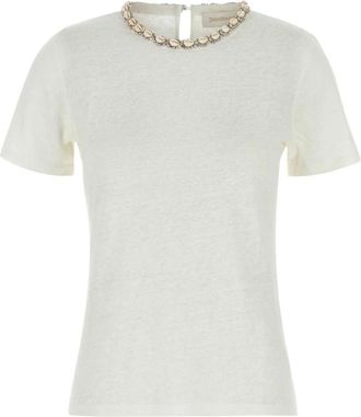 Zimmermann Femme, Tops, Blanc, Taille: 38 FR T-shirt Illuminate en Lin Blanc