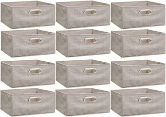 Toilinux Toilinux - Lot de 12 Boites de rangement en tissu - Longueur 31 Profondeur 31 Hauteur 15 cm