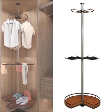 Generic Um 360&deg; Drehbarer Kleiderst&auml;nder, 3-stufiger Drehbarer Kleiderst&auml;nder Mit Hosenaufh&auml;nger Und Aufbewahrungskorb, H&ouml;henverstellbarer Organizer for Schla