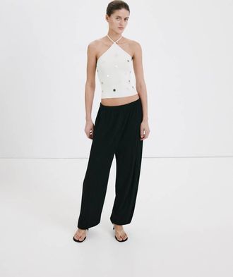 Mango Haut &agrave; emmanchures am&eacute;ricaines m&eacute;talliques blanc - Femme - XS - MANGO