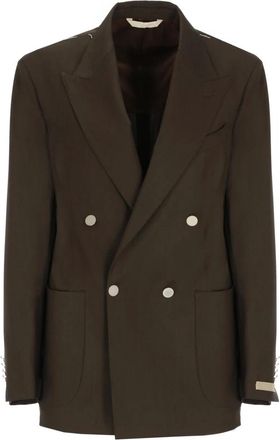 BRIGLIA 1949 Femme, Vestes, Brun, Taille: 34 FR Blazer crois&eacute; &agrave; poches