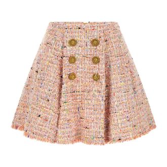 Balmain Jupe patineuse en tweed - Femme - Jupes - Rose - Taille: 36 FR