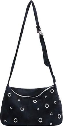 Generic Sac &agrave; bandouli&egrave;re r&eacute;tro en daim synth&eacute;tique pour femme, multi-usage, polyvalent, rivet, grande capacit&eacute;, voyage, rendez-vous, shopping, Noir, 400.00x2