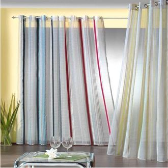 Heimtexland Gardine moderner &Ouml;senschal HxB 245x140 cm in wei&szlig; - viel Licht mit brillianten L&auml;ngsstreifen in blau - Vorhang in gepr&uuml;fter Top Qualit&auml;t - sehr sch&ouml;ne