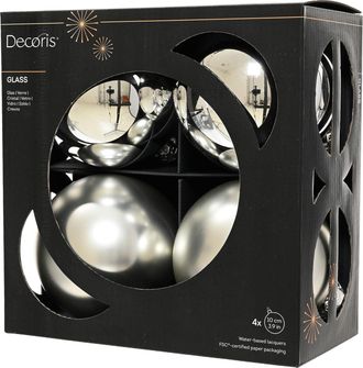 Kaemingk Weihnachtskugeln Glas 10cm 4 Stück - matt & glänzend - Große Christbaumkugeln Weihnachtsbaumkugeln für Weihnachten - Christbaumschmuck & Weihnachtsbau