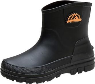 Generic Bottes en caoutchouc imperm&eacute;ables mi-mollet pour homme avec doublure en polaire, semelle en caoutchouc thermique antid&eacute;rapante, bottes de pluie isol&eacute;e