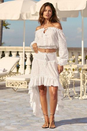 Lipsy Strandkleid Lipsy Cover-up mit Bardot-Ausschnitt + Zipfelrock (1-tlg)