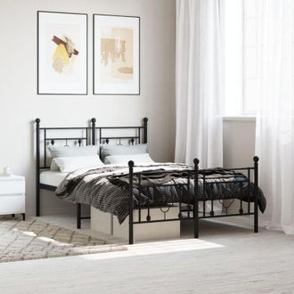 vidaXL Cadre de lit m&eacute;tal sans matelas avec pied de lit noir 120x190cm Vidaxl