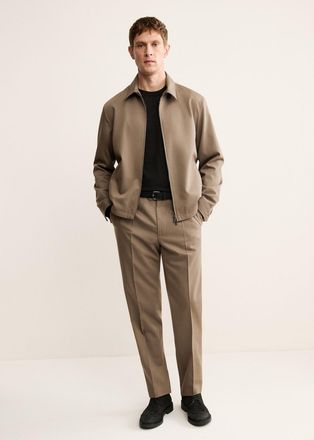 Mango Pantalon 100 % laine vierge pinces caramel - Homme - 38 - MANGO MAN