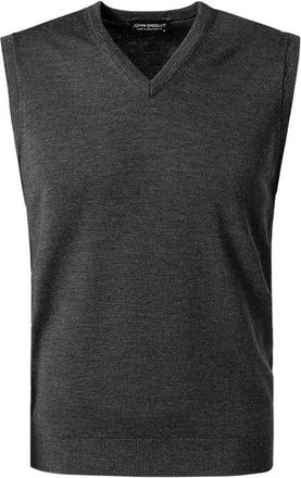 John Smedley Herren V-Pullunder grau unifarben