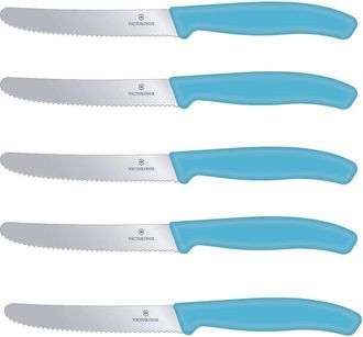 Victorinox by Swiss Army Tomatenmesser Brötchenmesser Tafelmesser Set 5-teilig Swiss Classic (Karibikblau)