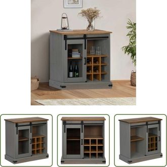 vidaXL Schiebet&uuml;r - Sideboard HALDEN mit Schiebet&uuml;r Grau 80x40x80 cm Massivholz