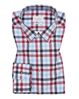 Eterna Baumwollhemd mit Karomuster, Slim Fit in