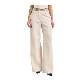 Patrizia Pepe Femme, Pantalons, Beige, Taille: 42 FR Pantalone a palazzo pizzo