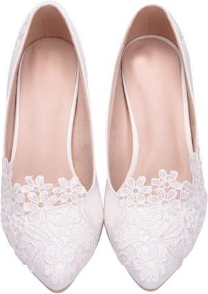 BESPORTBLE Chaussures &agrave; Talons Hauts en Dentelle Blanche Talon de 5 CM Pointues &Eacute;l&eacute;gantes pour Mariage et C&eacute;r&eacute;monie Taille 42 Chaussures d&Eacute;t&eacute; F&eacute;minines Raffin&eacute;es