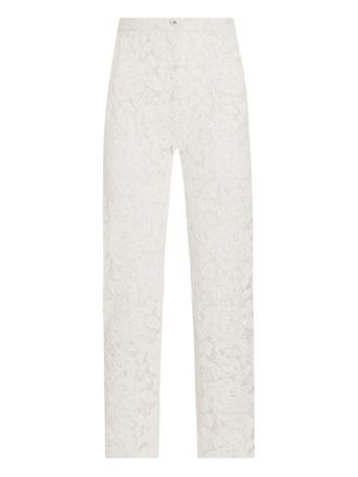 Dolce & Gabbana pantalon DNA à détails en dentelle - Blanc