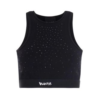 Disclaimer Urban Style Rhinestone Tank Top - - Tops - Damen - Schwarzk - XS