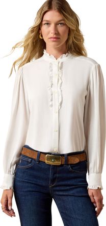 Ariat Womens Cricklade Blouse Long Sleeve in White, Size X-Large, by Ariat