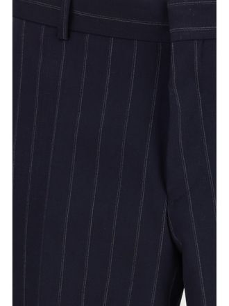 HUGO BOSS Mens Suit Striped Virgin Wool Dark Blue Merino Suits